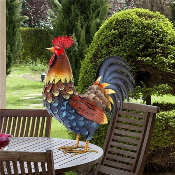 Accents | Rooster Decor Garden Statue Metal Chicken Yard Art Outdoor Patio Decoration | Poshmark
